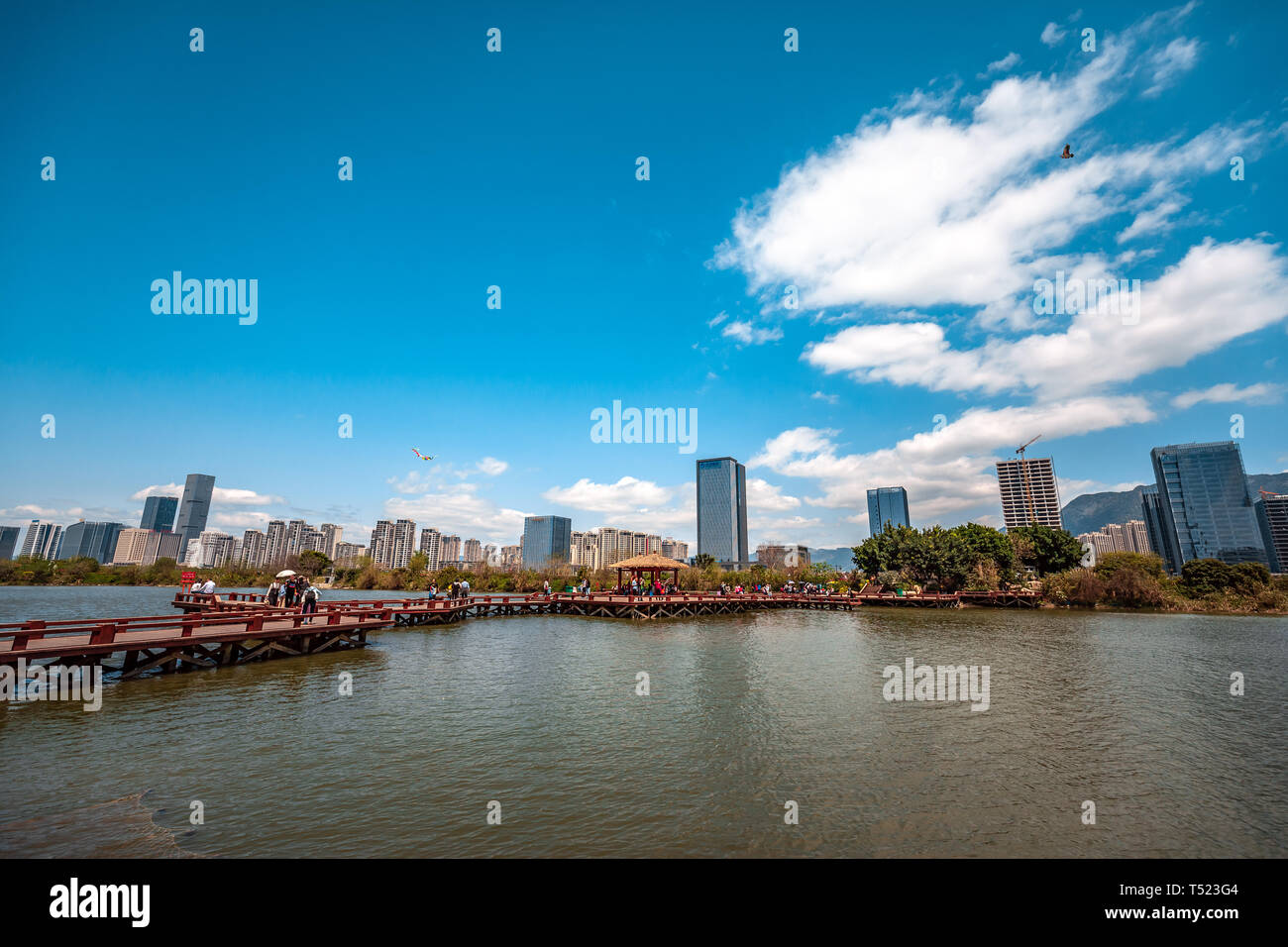 Architectures and street view of Fuzhou financial district Stock Photo ...