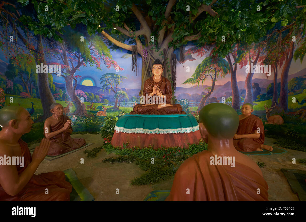 A nature fantasy Buddha diorama scene at the Mahamuni Buddha temple in ...