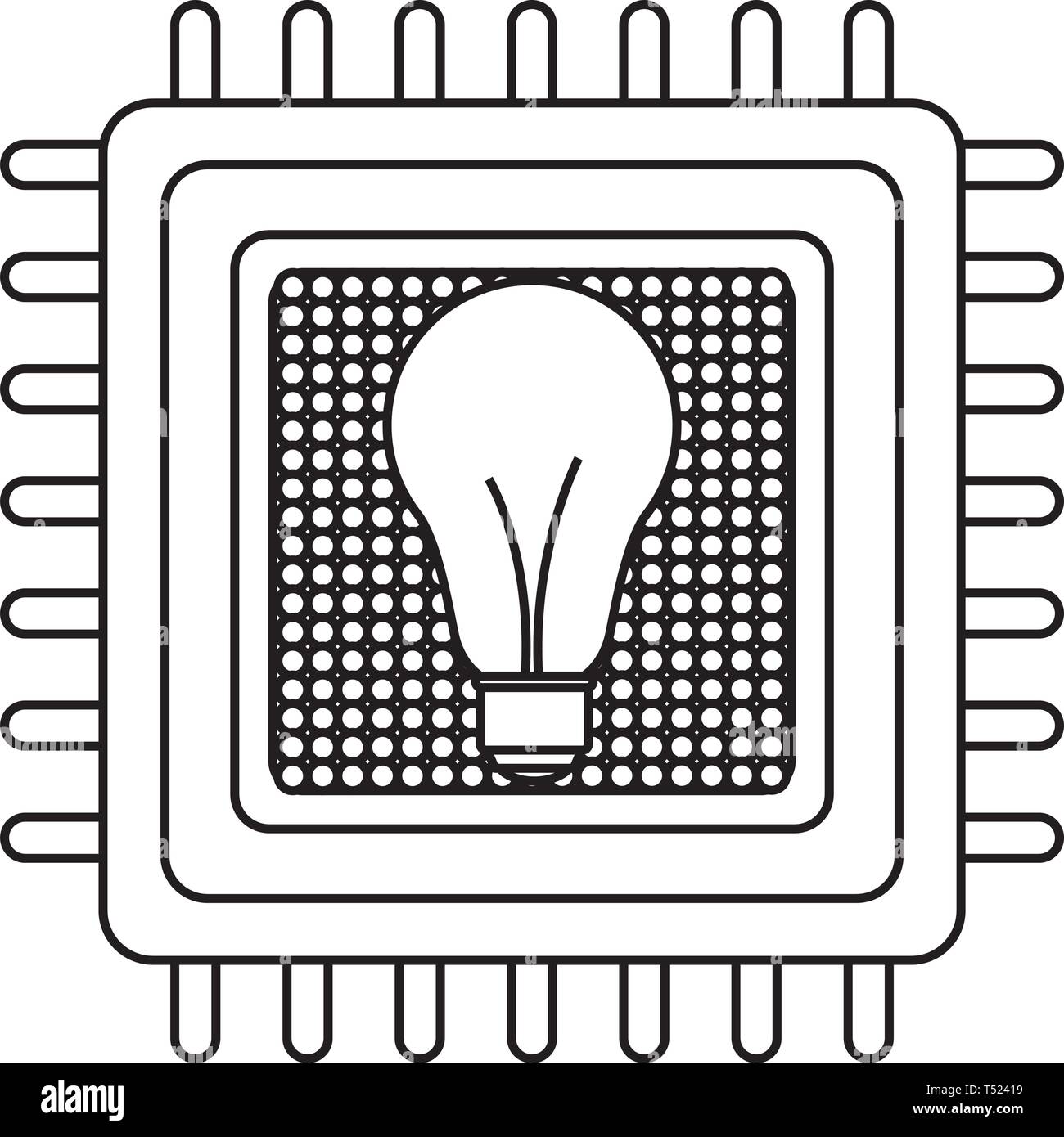 microchip with a light bulb black and white Stock Vector Image & Art ...