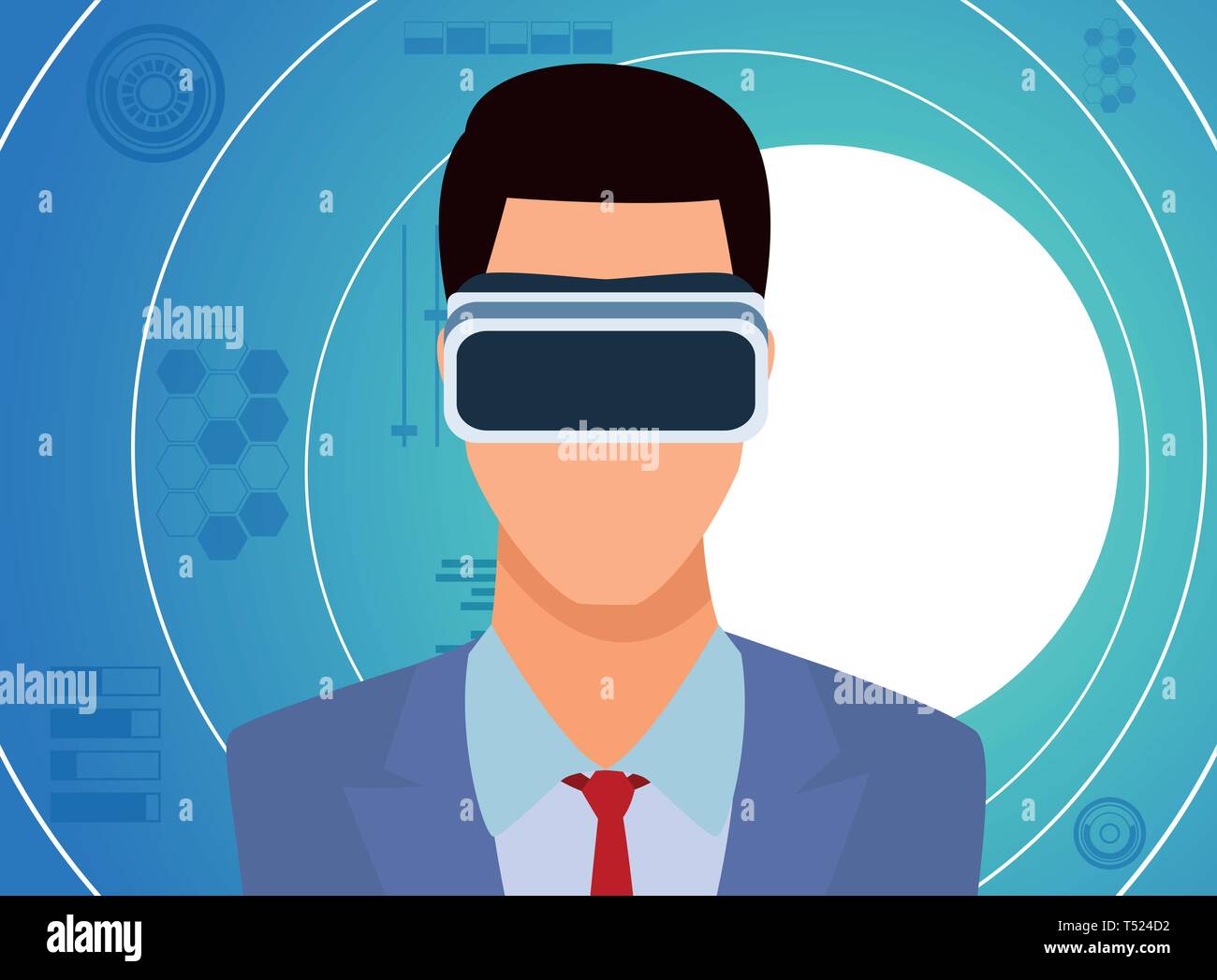 Businessman wearing vr glasses Stock Vector Images - Alamy