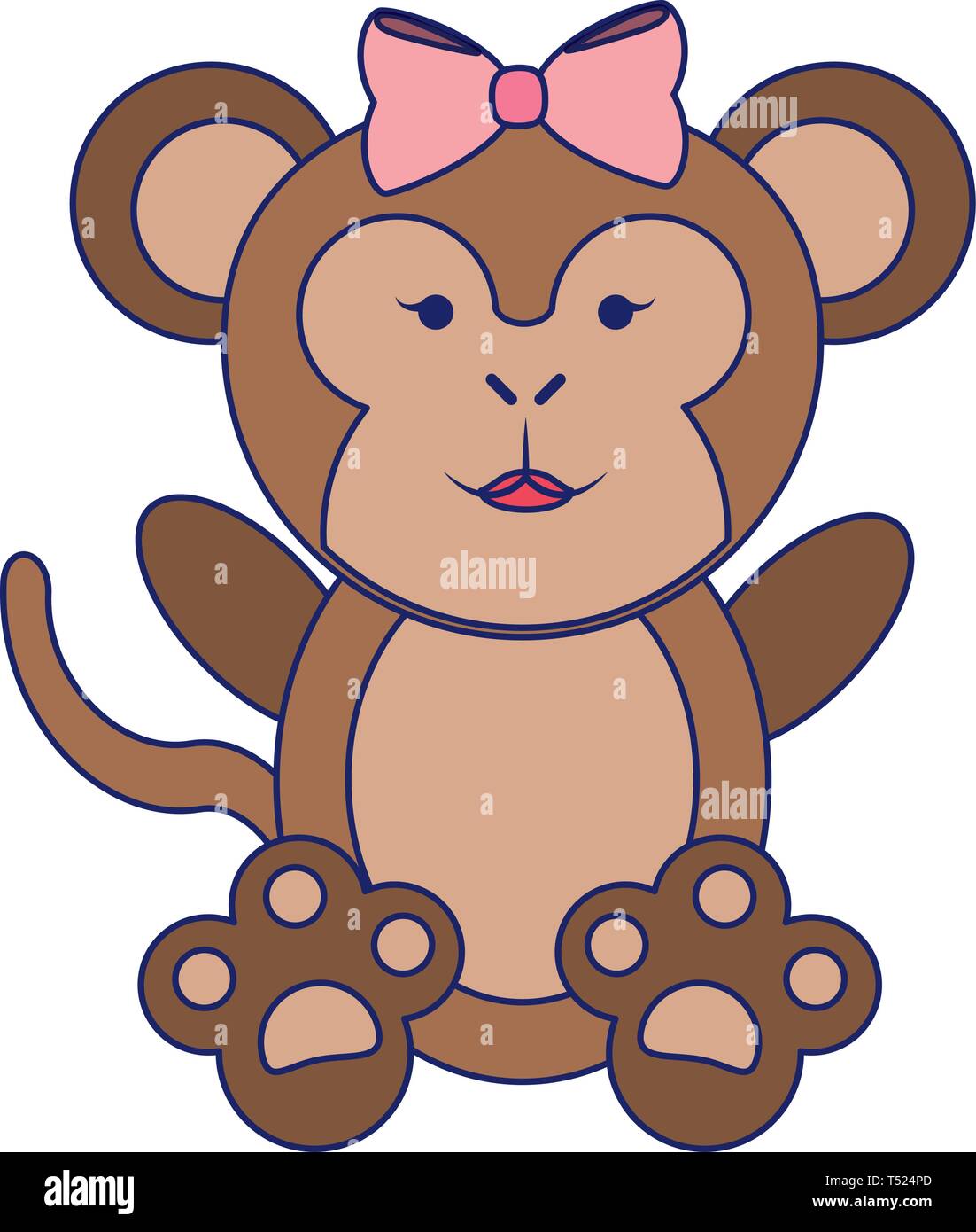 Monkey cute animal blue lines Stock Vector Image & Art - Alamy