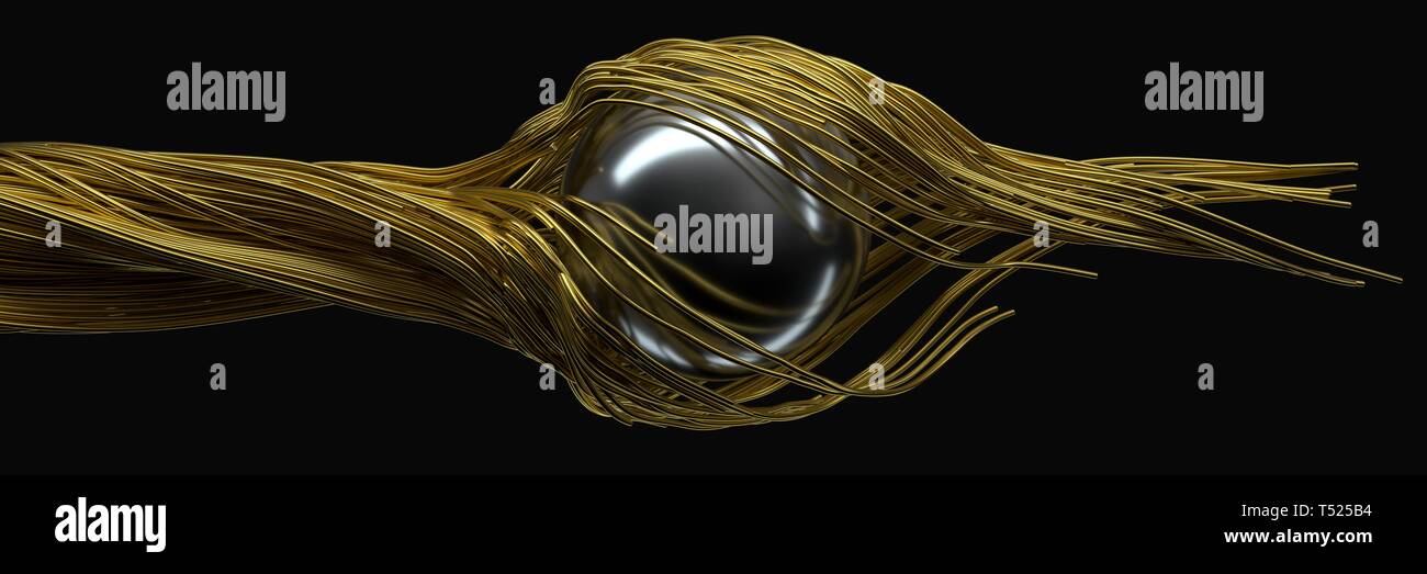 twisting metal wires. flowing metal rods on air. 3d illustration Stock ...