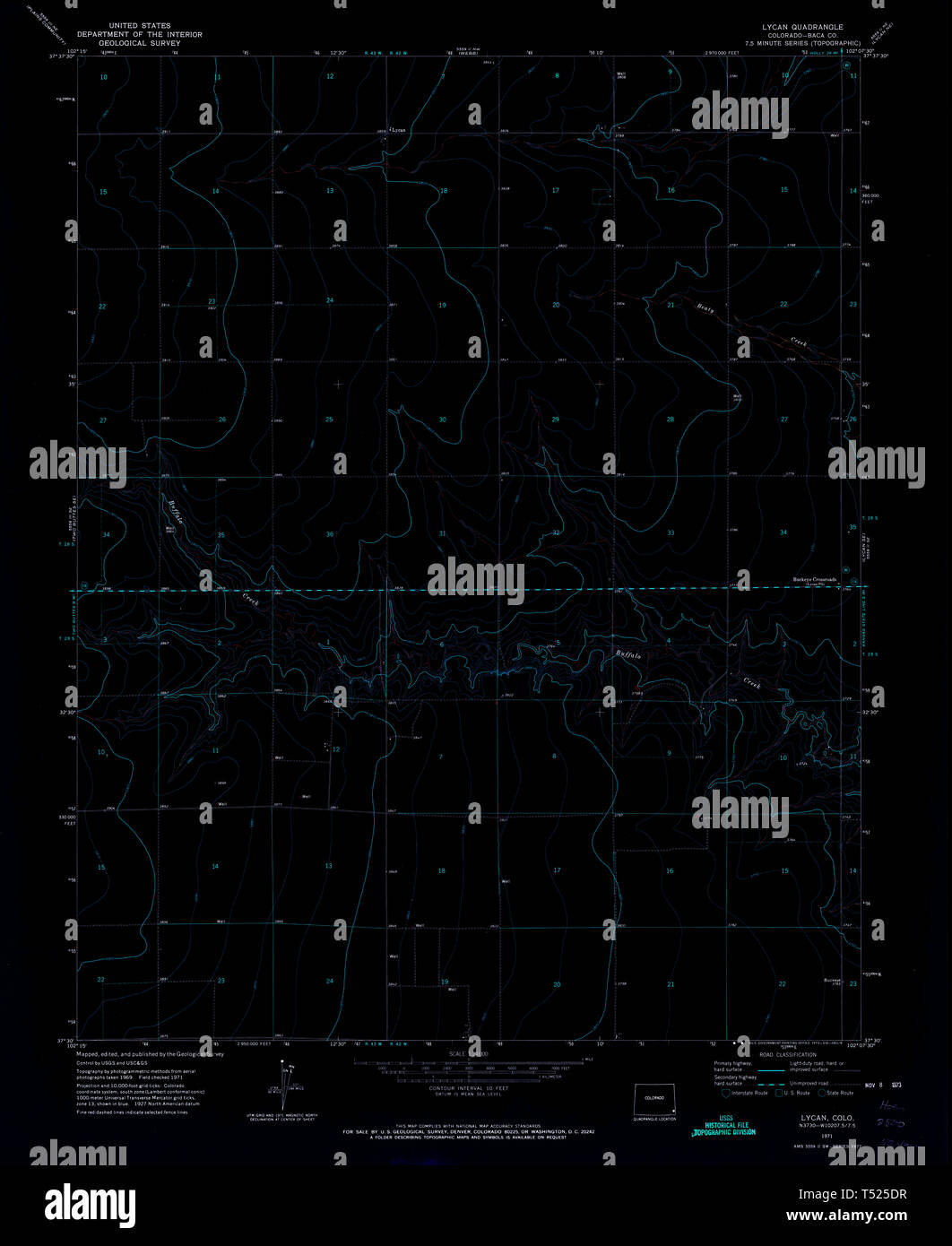 USGS TOPO Map Colorado CO Lycan 233674 1971 24000 Inverted Restoration ...