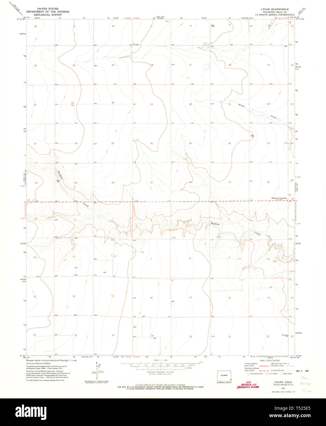 USGS TOPO Map Colorado CO Lycan 233674 1971 24000 Restoration Stock ...
