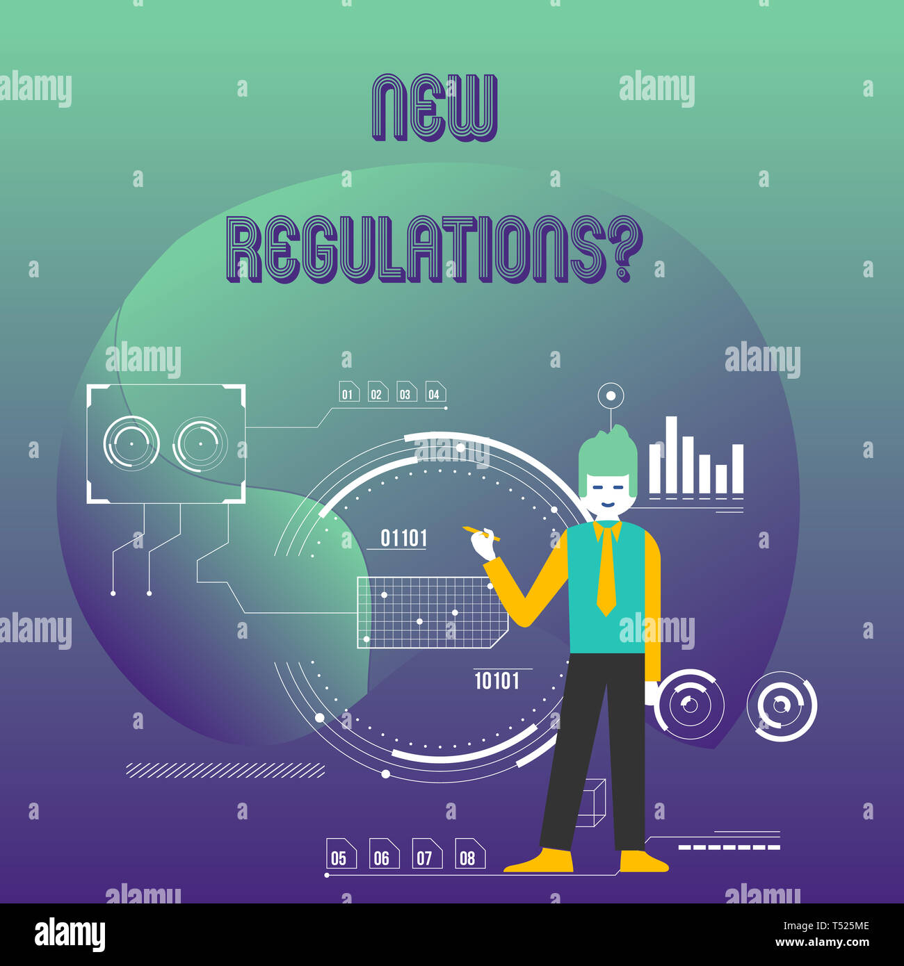 Writing note showing New Regulations Question. Business concept for ...