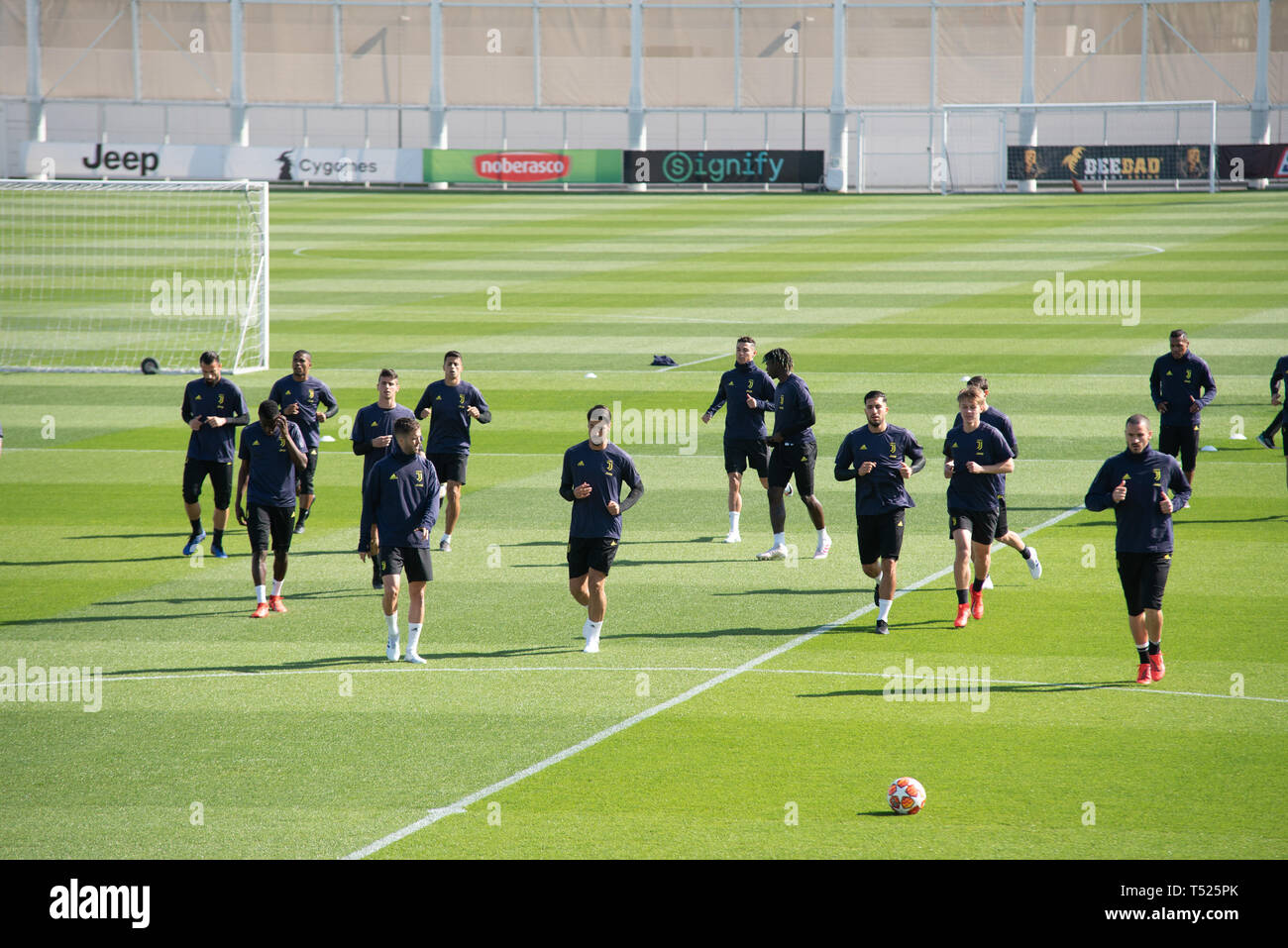 Turin, Italy. 15th Apr, 2019. Juventus team during the Juventus ...