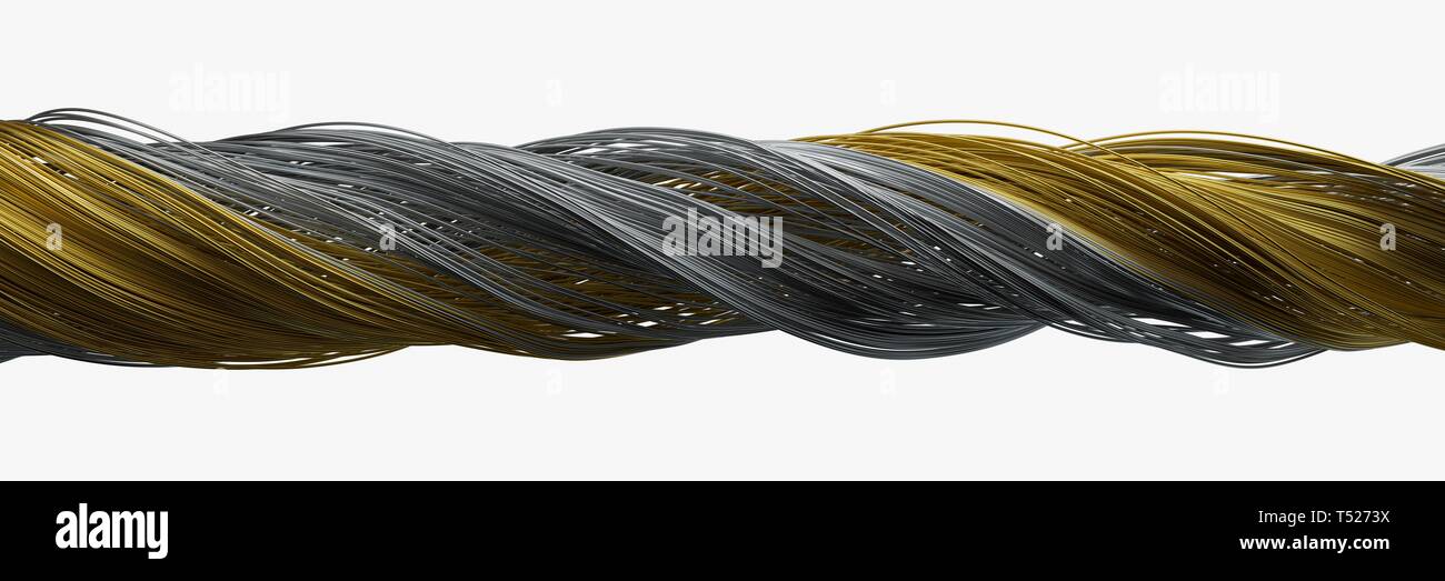 twisting metal wires. flowing metal rods on air. 3d illustration Stock ...