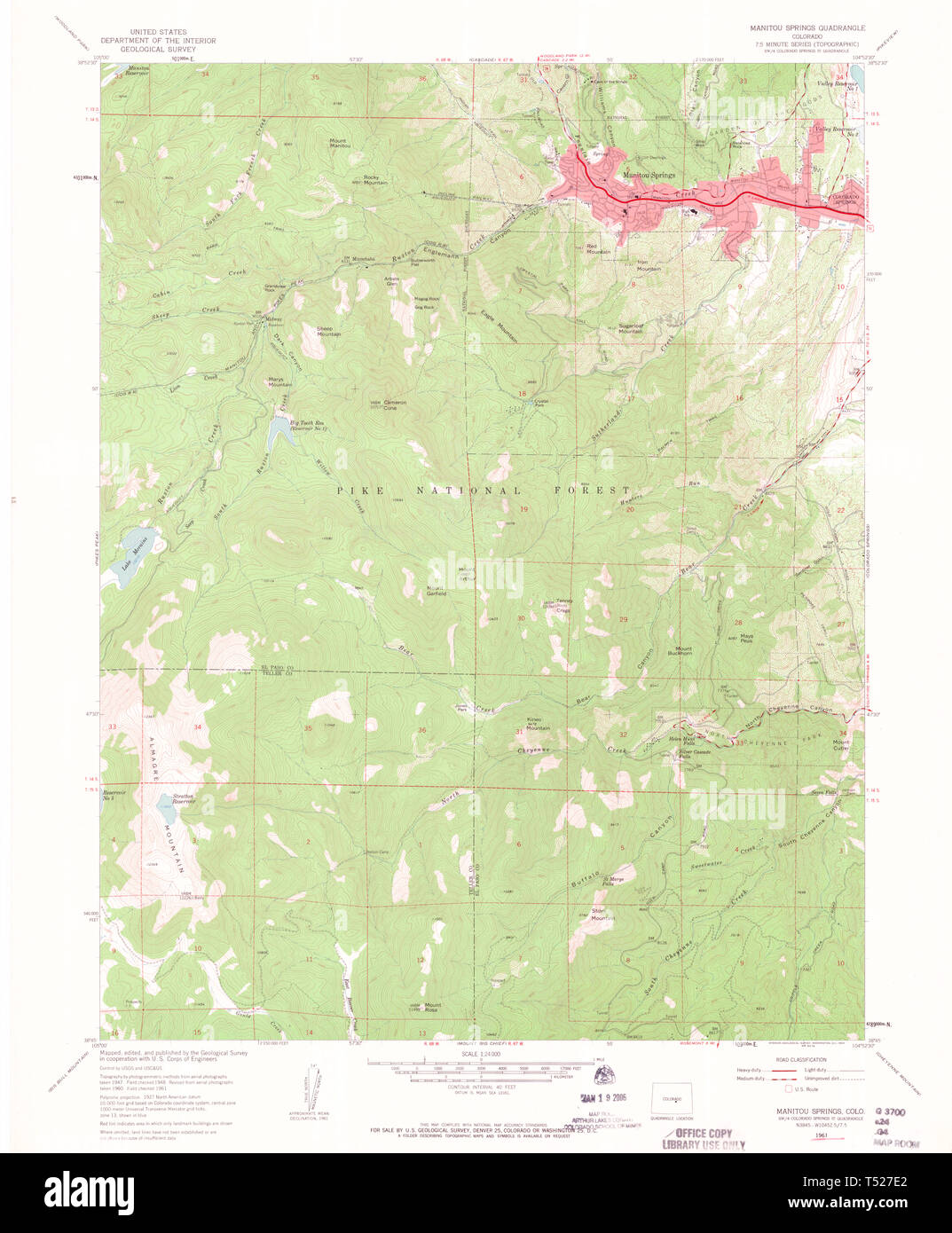 USGS TOPO Map Colorado CO Manitou Springs 450491 1961 24000 Restoration ...