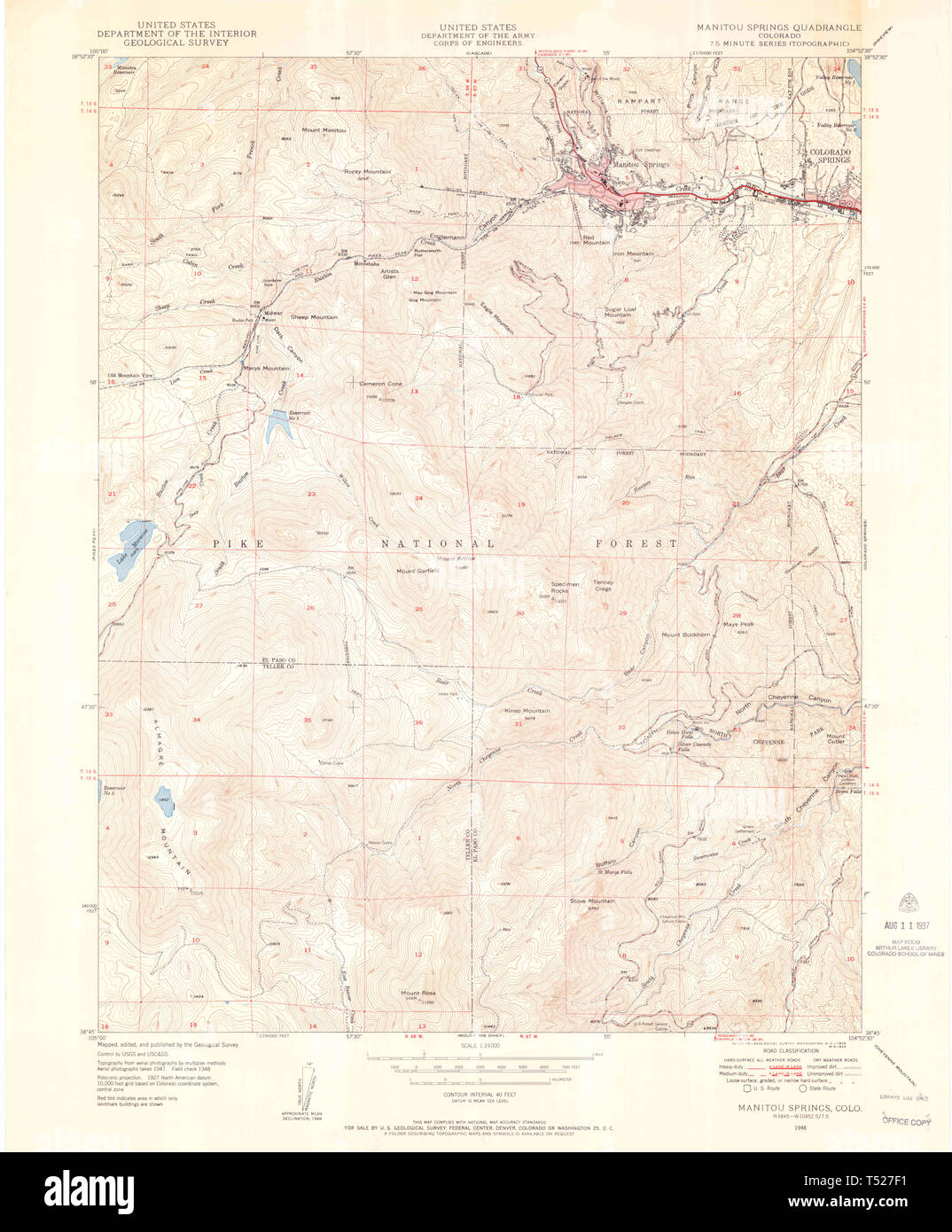 USGS TOPO Map Colorado CO Manitou Springs 450493 1948 24000 Restoration ...