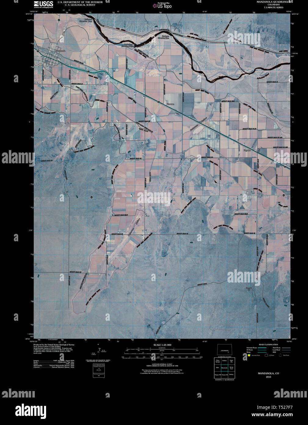 USGS TOPO Map Colorado CO Manzanola 20100811 TM Inverted Restoration ...
