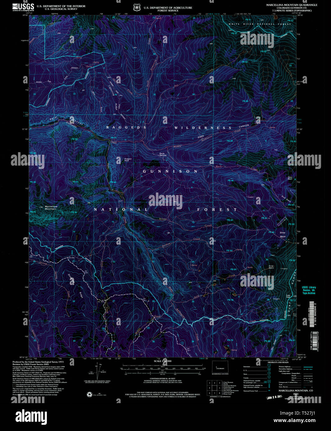 USGS TOPO Map Colorado CO Marcellina Mountain 233697 2001 24000 ...