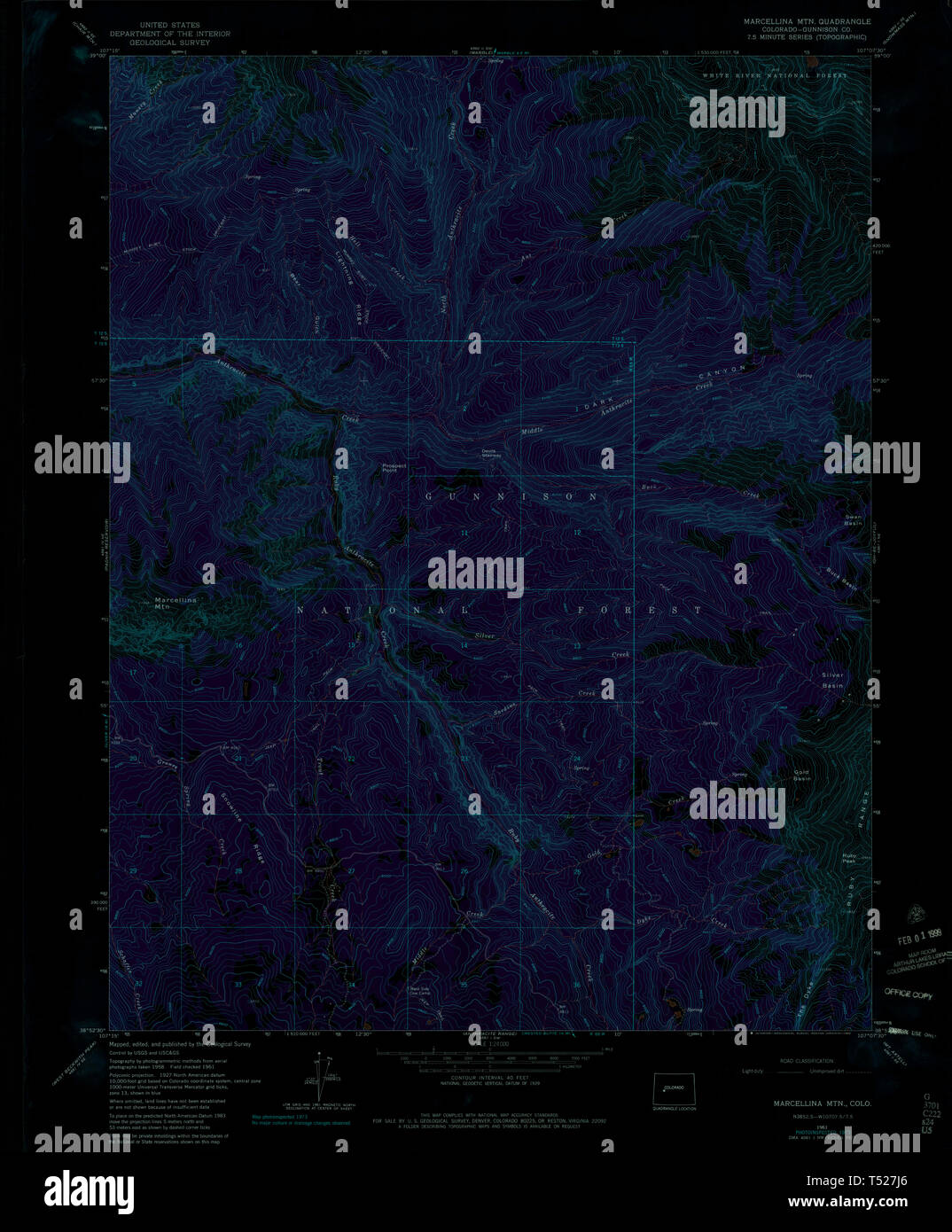 USGS TOPO Map Colorado CO Marcellina Mountain 450499 1961 24000 ...