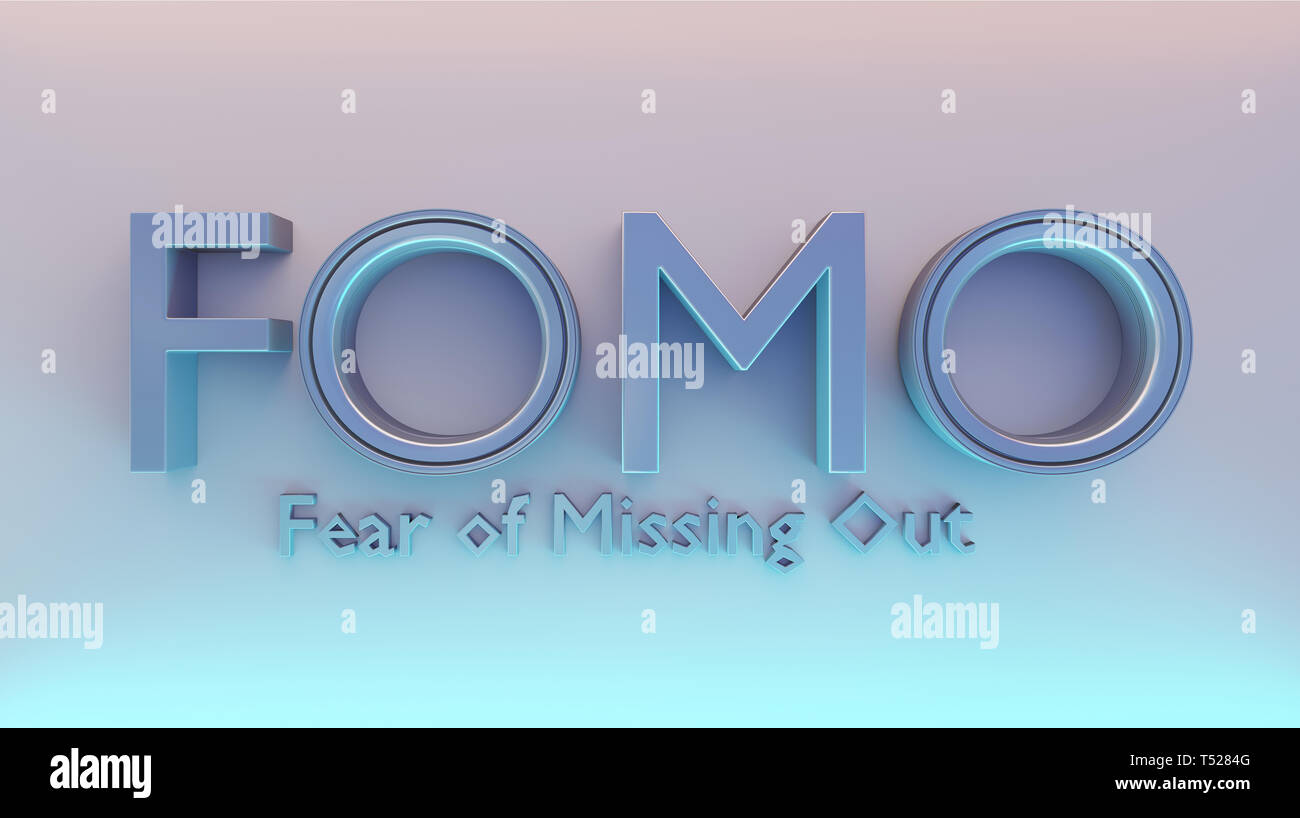 Fomo word as 3D text or logo concept placed on a white surface. 3D ...