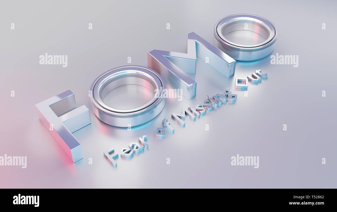Fomo word as 3D text or logo concept placed on a white surface. 3D ...