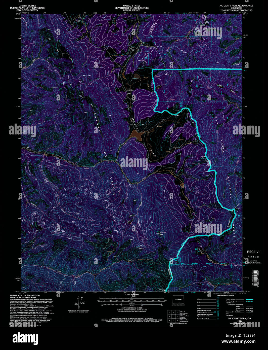 USGS TOPO Map Colorado CO Mc Carty Park 233716 1994 24000 Inverted ...