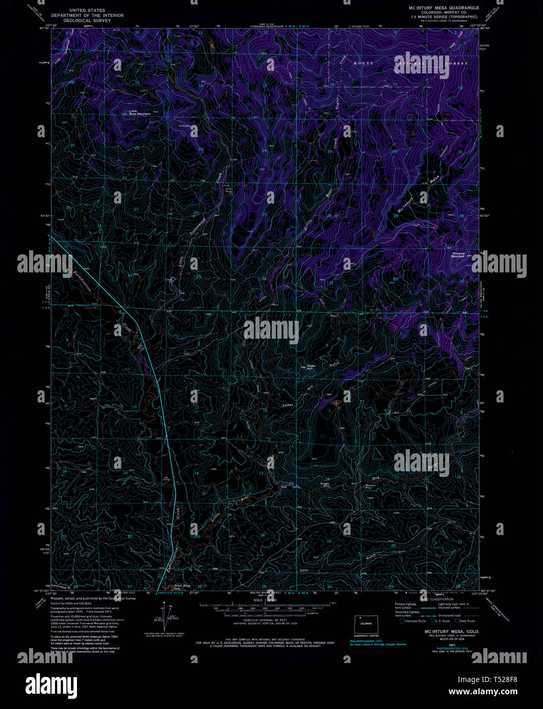 USGS TOPO Map Colorado CO Mc Inturf Mesa 233734 1971 24000 Inverted ...