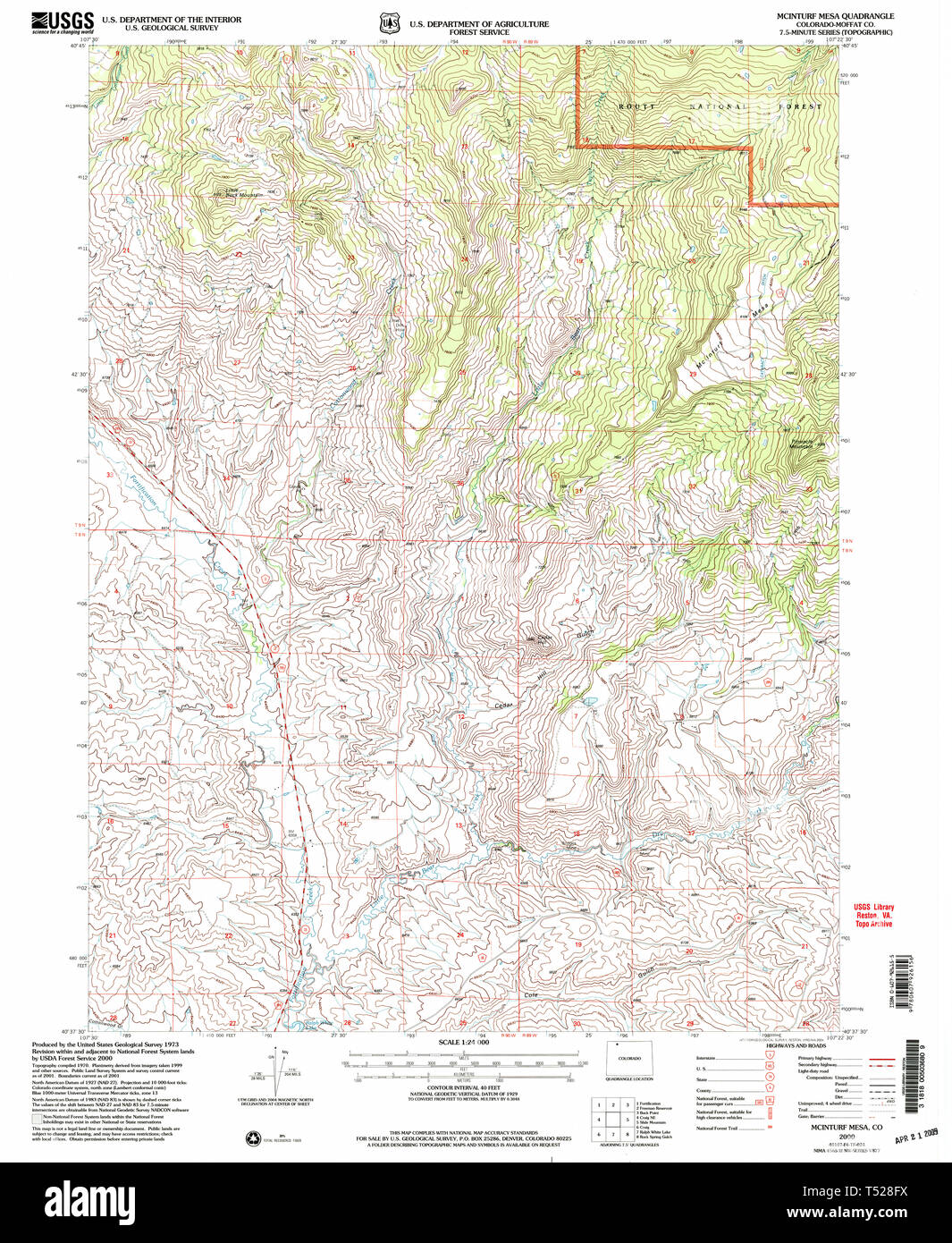 USGS TOPO Map Colorado CO Mc Inturf Mesa 233735 1971 24000 Restoration ...