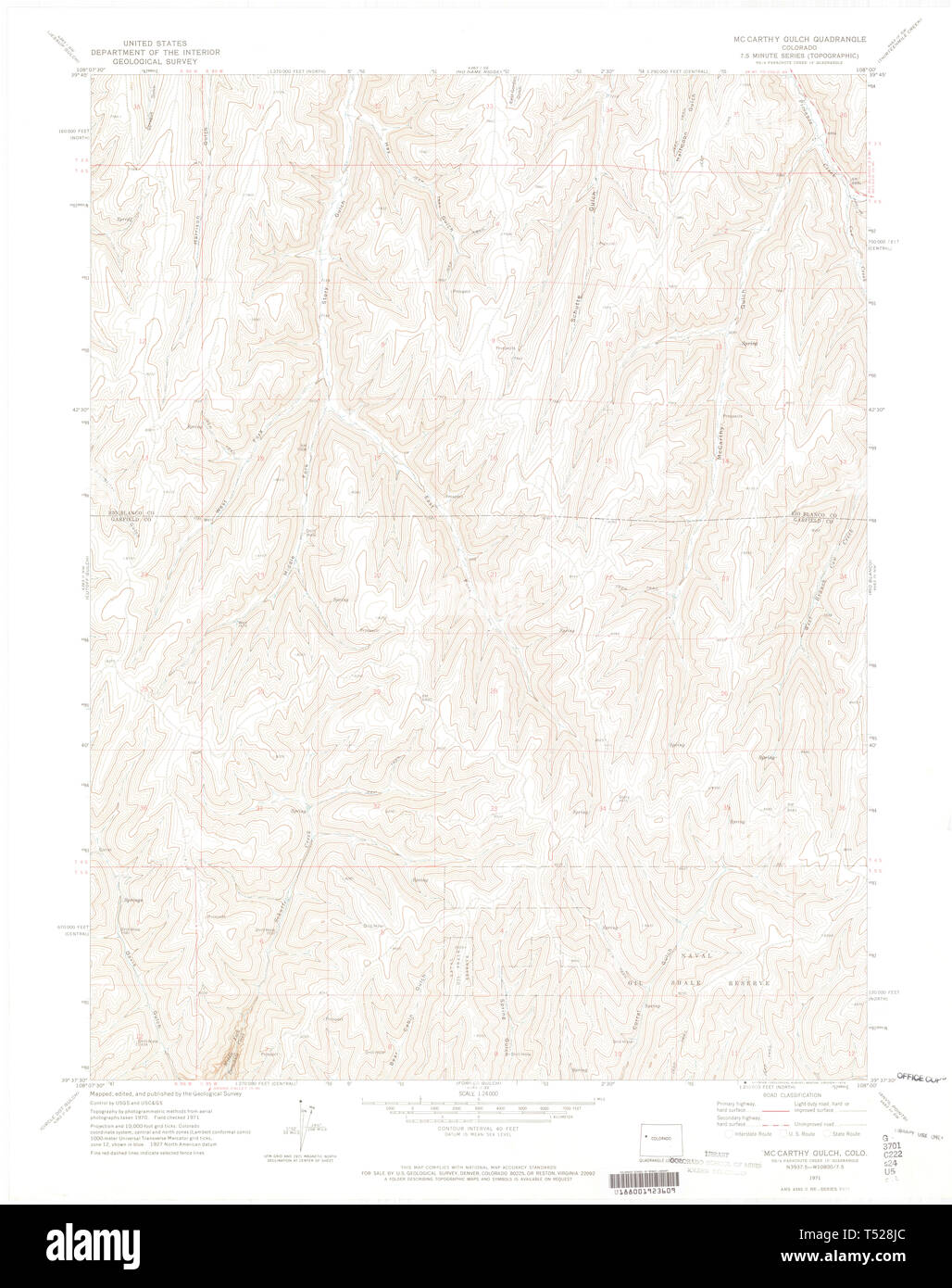 USGS TOPO Map Colorado CO McCarthy Gulch 451356 1971 24000 Restoration ...