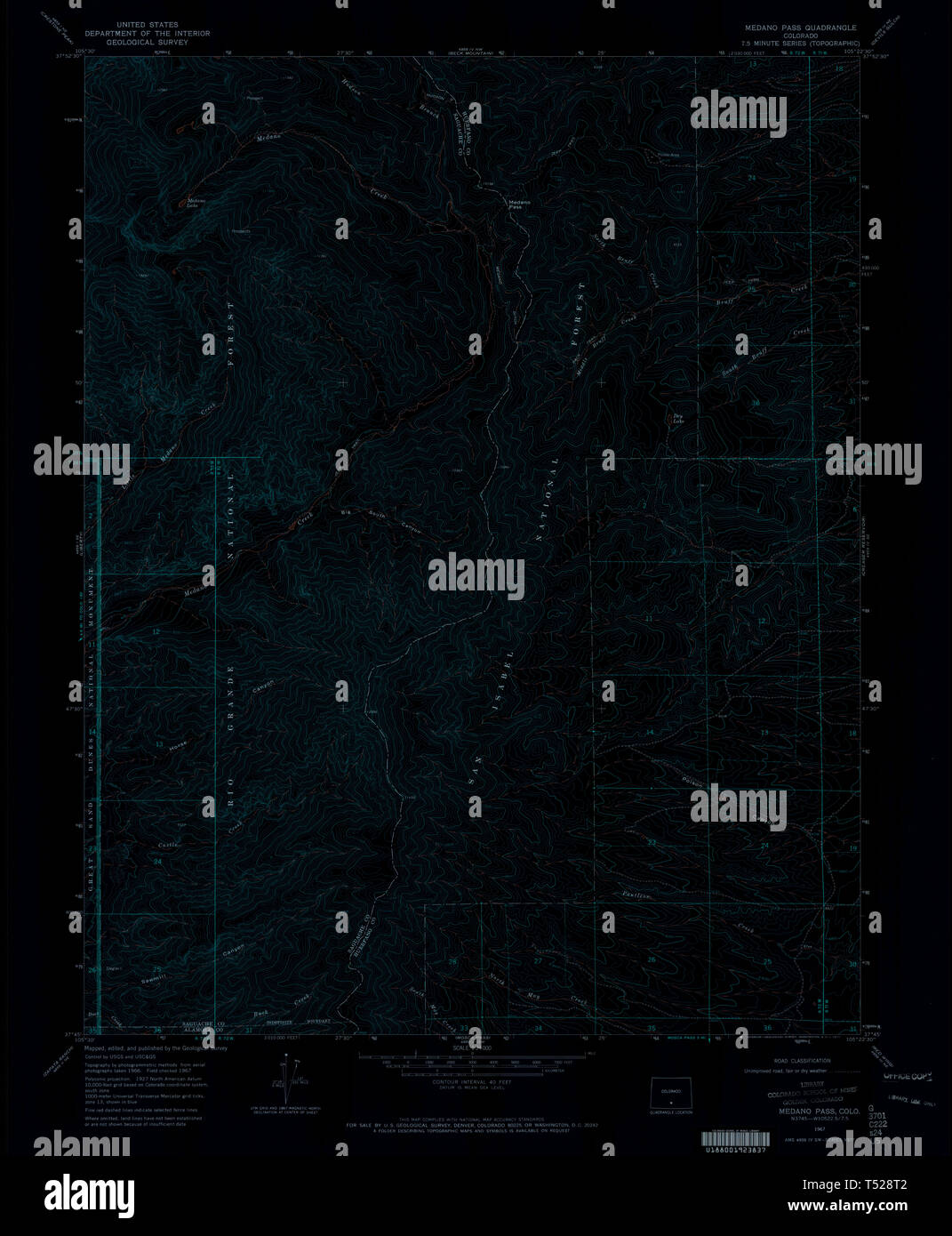 USGS TOPO Map Colorado CO Medano Pass 451305 1967 24000 Inverted ...