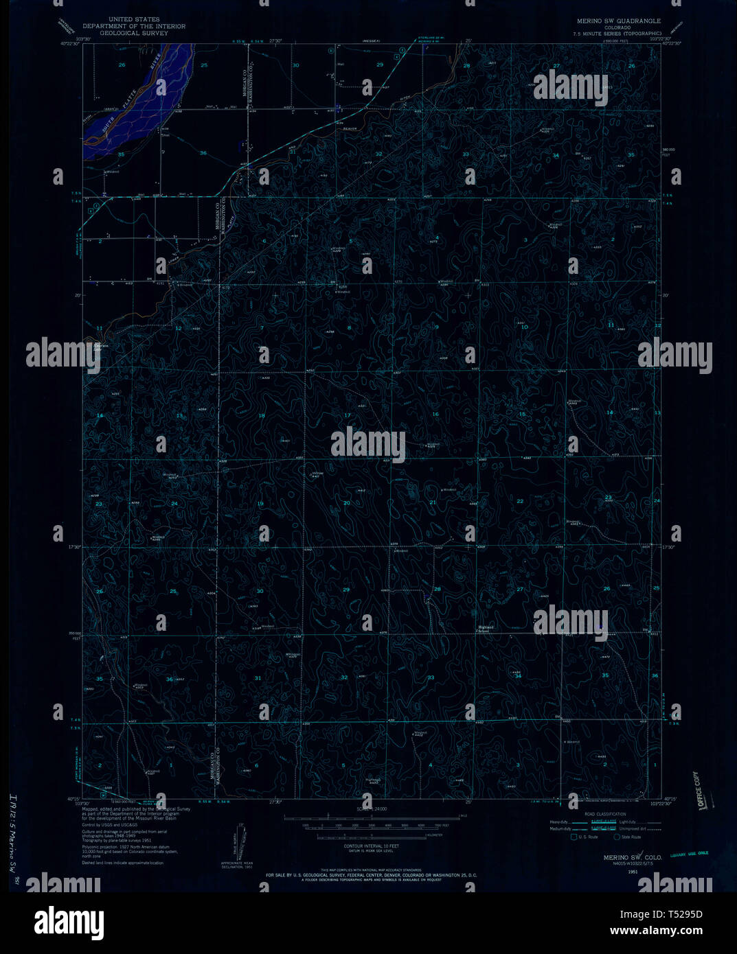 USGS TOPO Map Colorado CO Merino SW 451328 1951 24000 Inverted ...