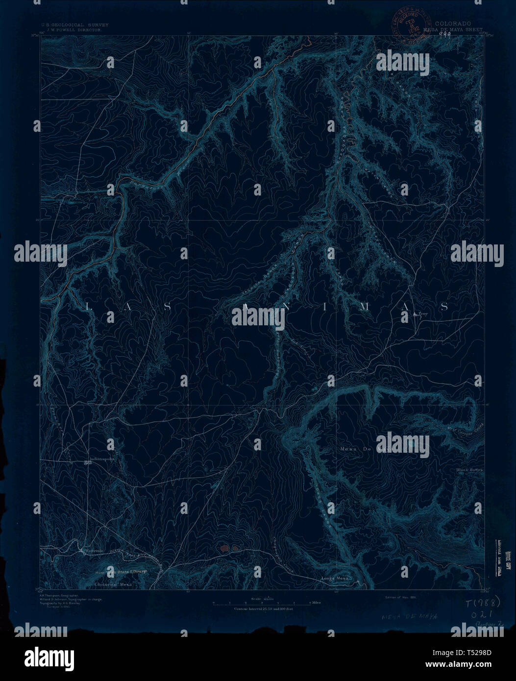 USGS TOPO Map Colorado CO Mesa De Maya 402461 1891 125000 Inverted ...
