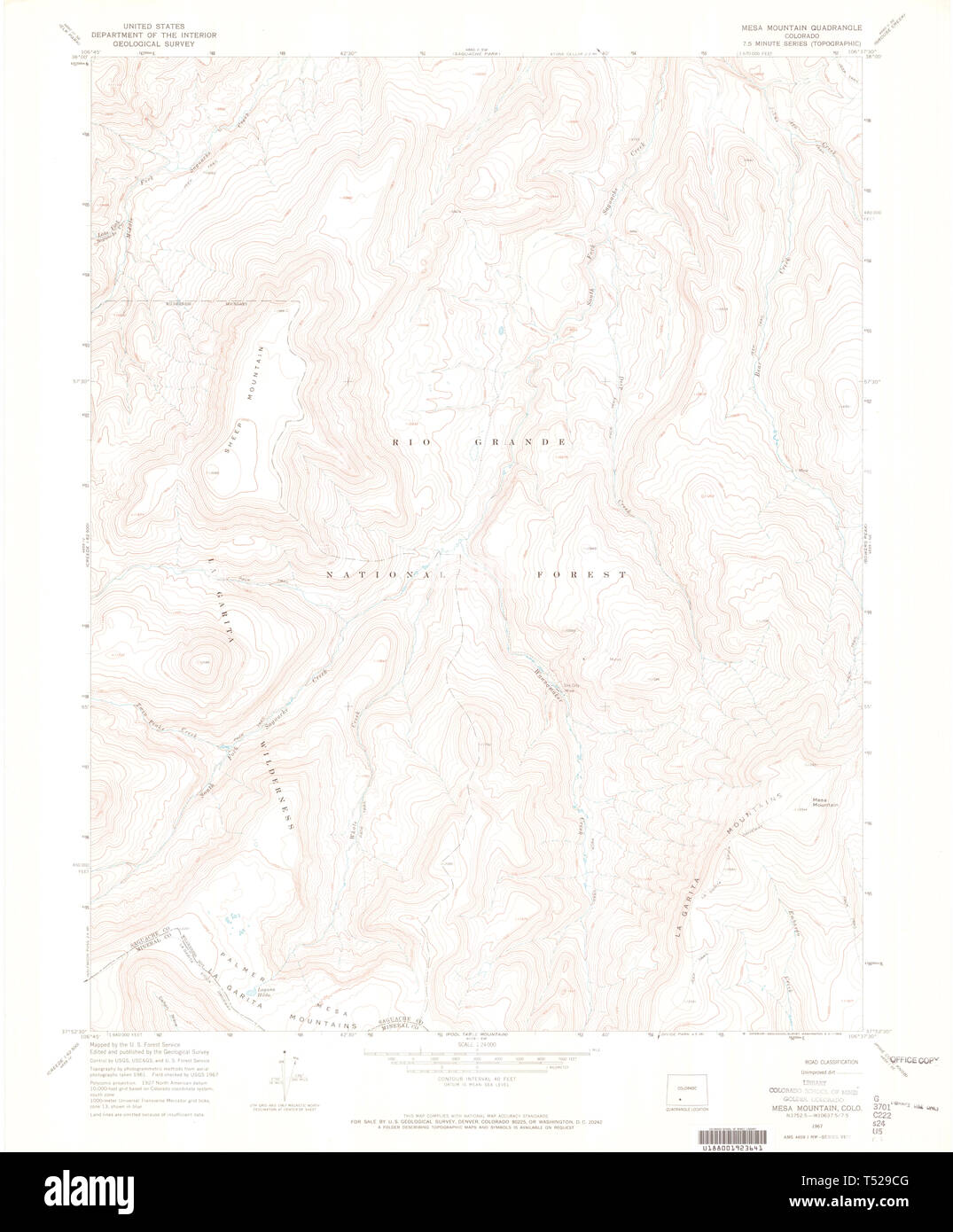 USGS TOPO Map Colorado CO Mesa Mountain 451337 1967 24000 Restoration ...