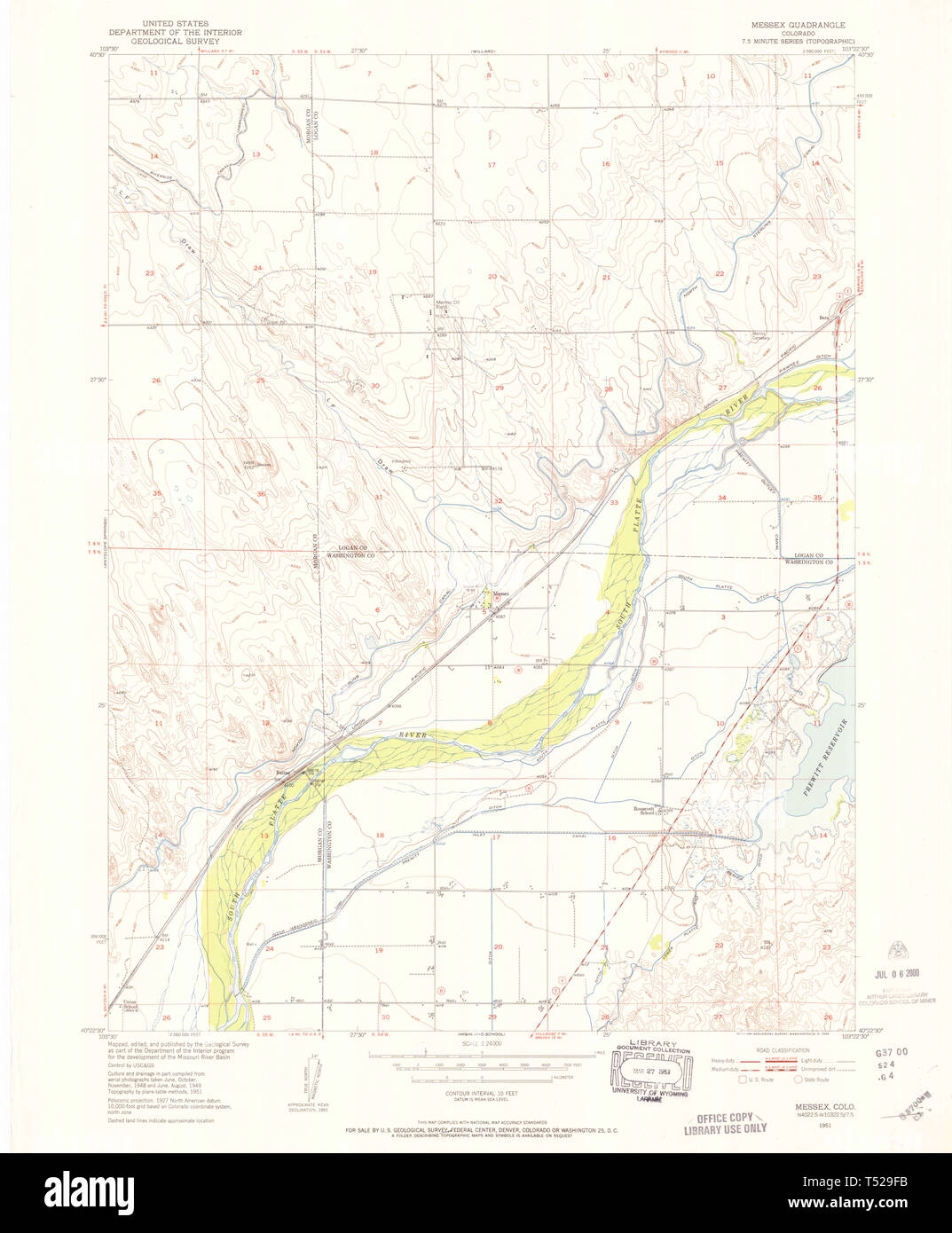 USGS TOPO Map Colorado CO Messex 451343 1951 24000 Restoration Stock ...