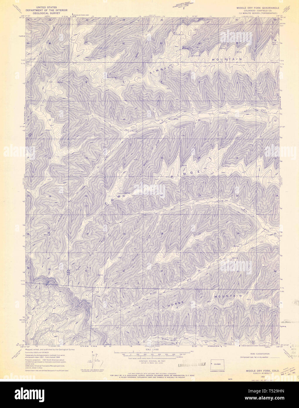 USGS TOPO Map Colorado CO Middle Dry Fork 451252 1968 24000 Restoration ...