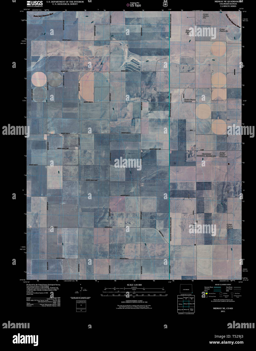 USGS TOPO Map Colorado CO Midway NE 20110225 TM Inverted Restoration ...