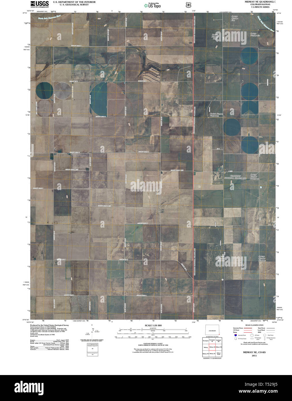 USGS TOPO Map Colorado CO Midway NE 20110225 TM Restoration Stock Photo ...