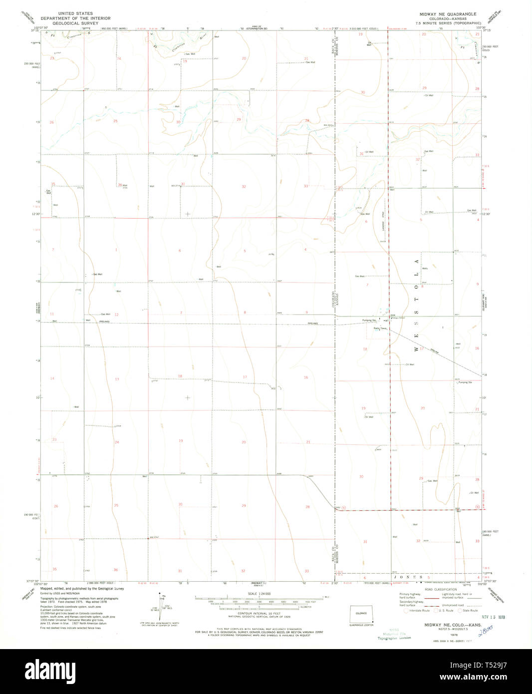 USGS TOPO Map Colorado CO Midway NE 233762 1978 24000 Restoration Stock ...