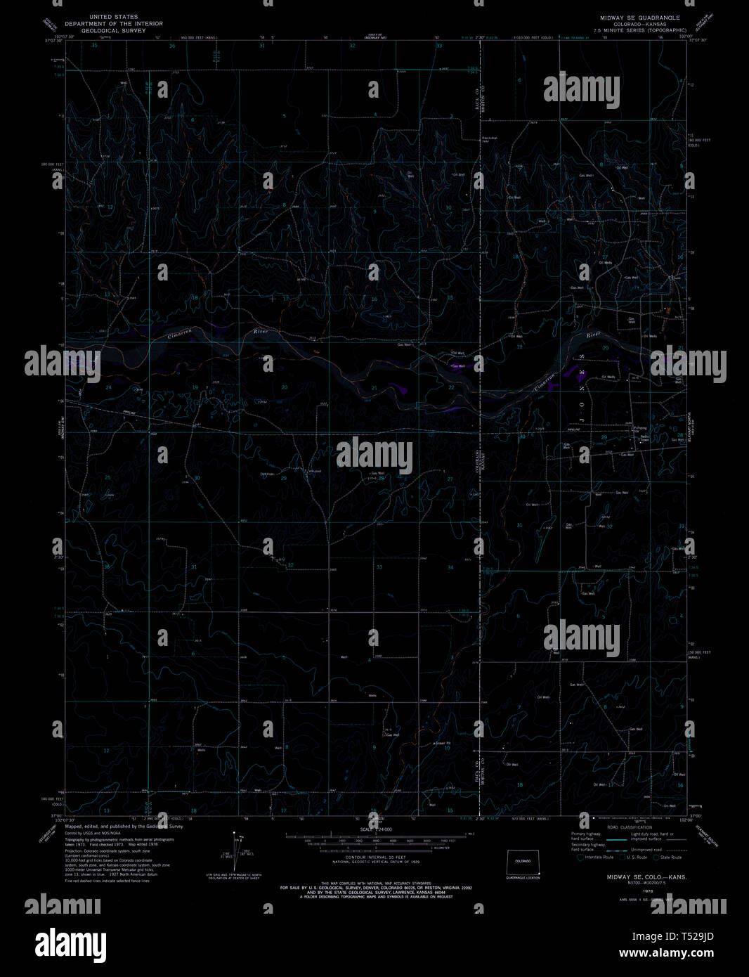 USGS TOPO Map Colorado CO Midway SE 362931 1978 24000 Inverted ...