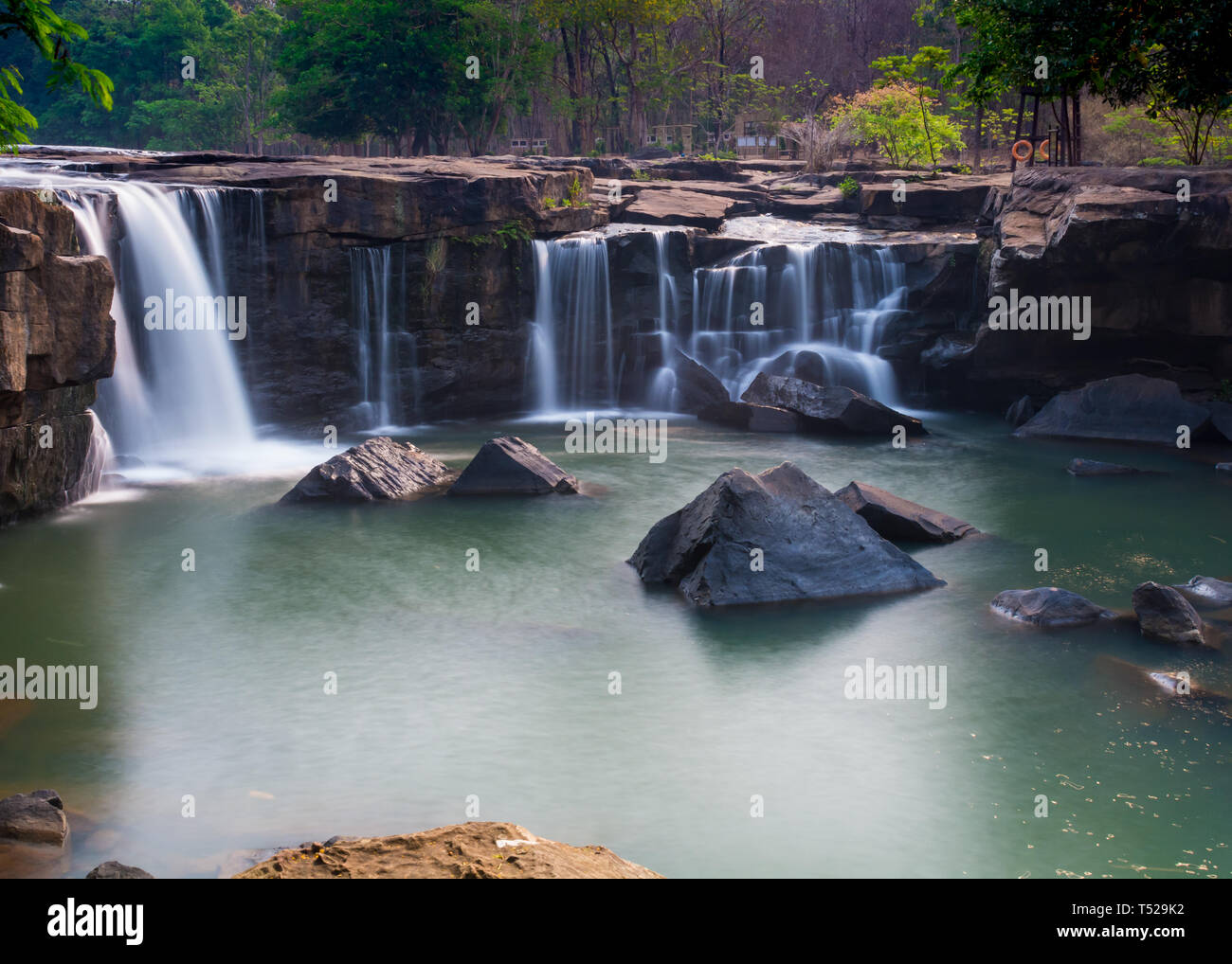 Landscape photo, Tad-Tone Waterfall, beautiful waterfall in rainforest ...