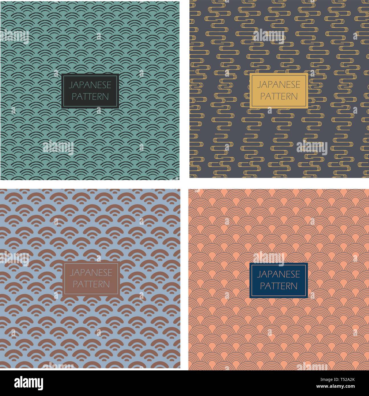 Japanese wave pattern vector. Geometric curve and line background ...