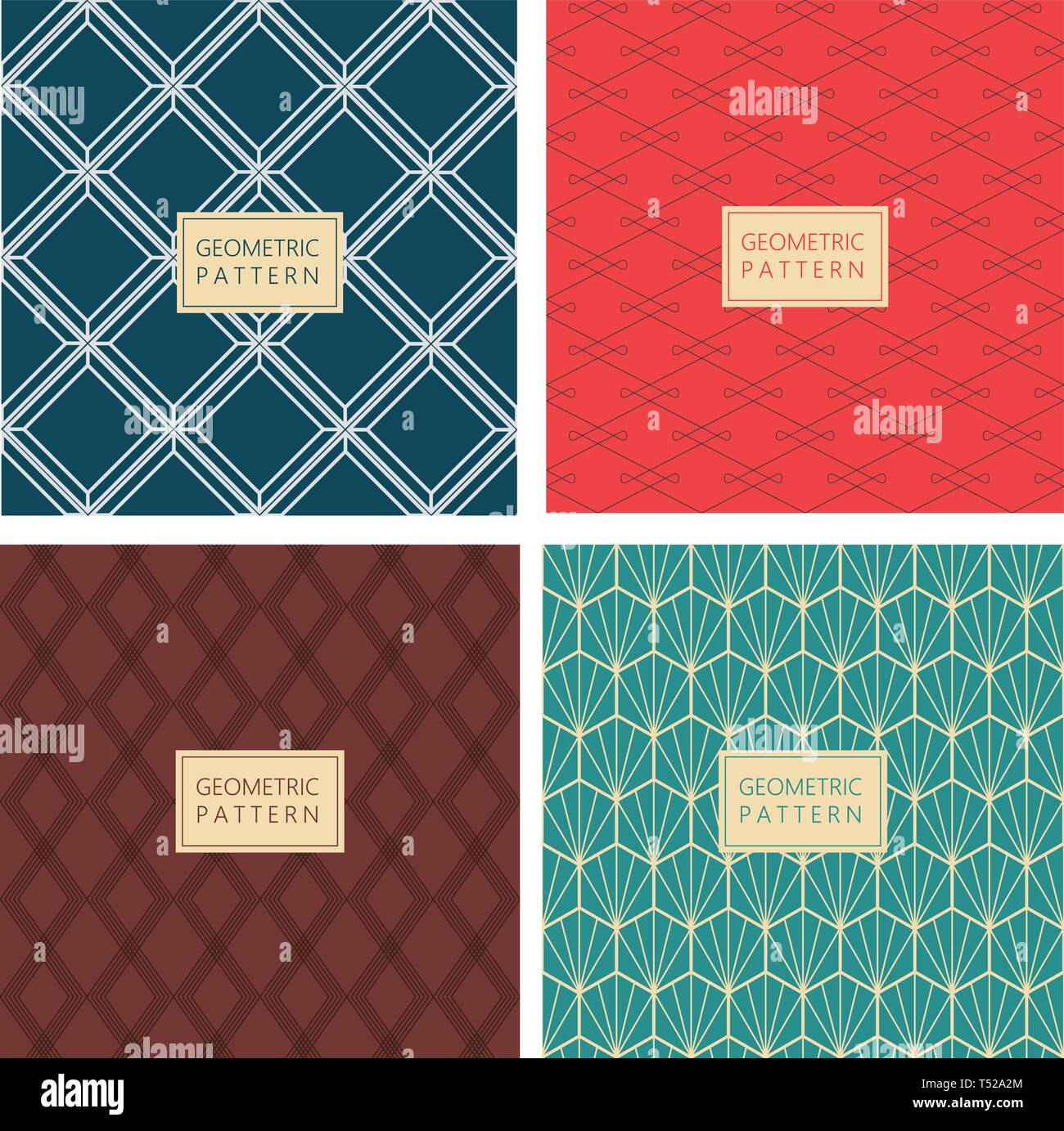 Geometric pattern vector. Line background seamless set Stock Vector ...