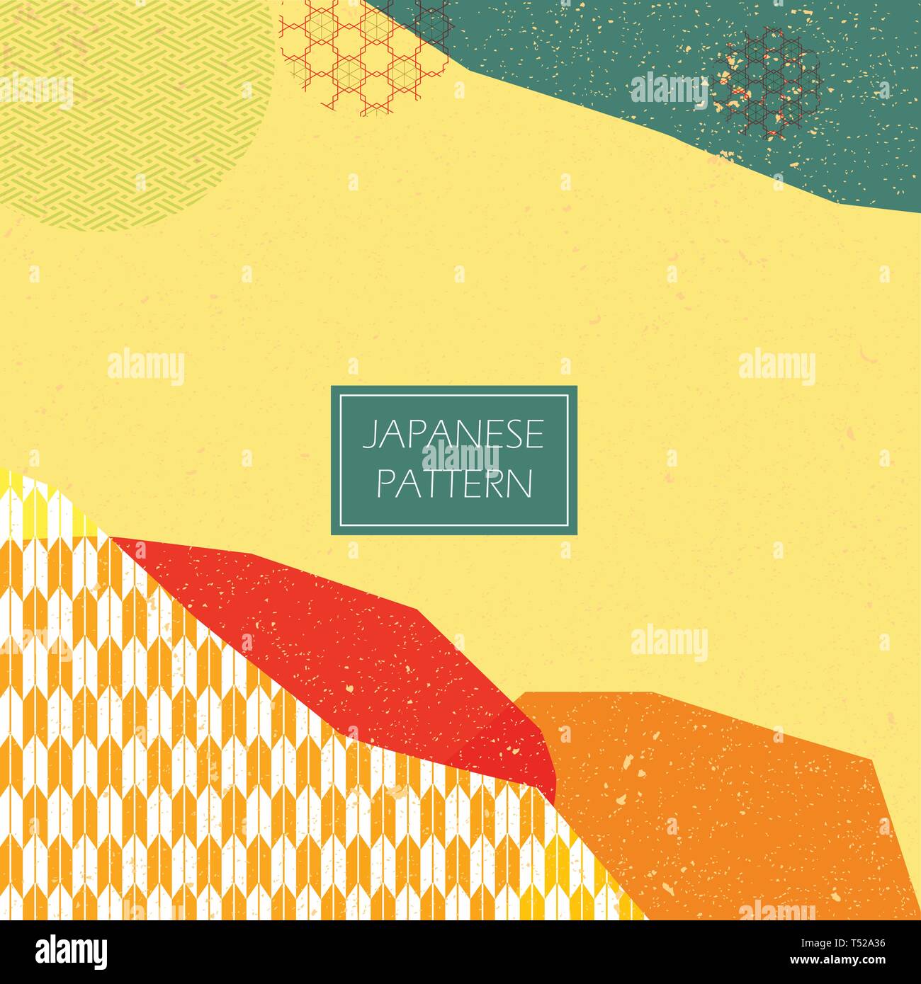 Japanese pattern vector. Colorful abstract template. Red and yellow ...