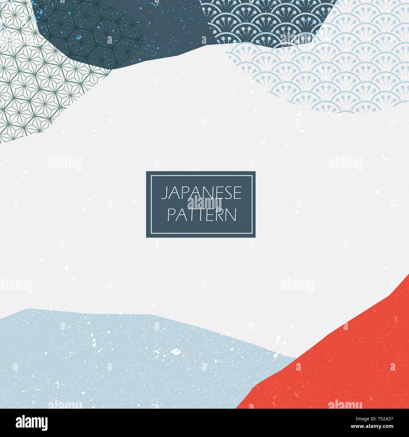 Japanese pattern vector. Abstract template. Blue and red geometric ...