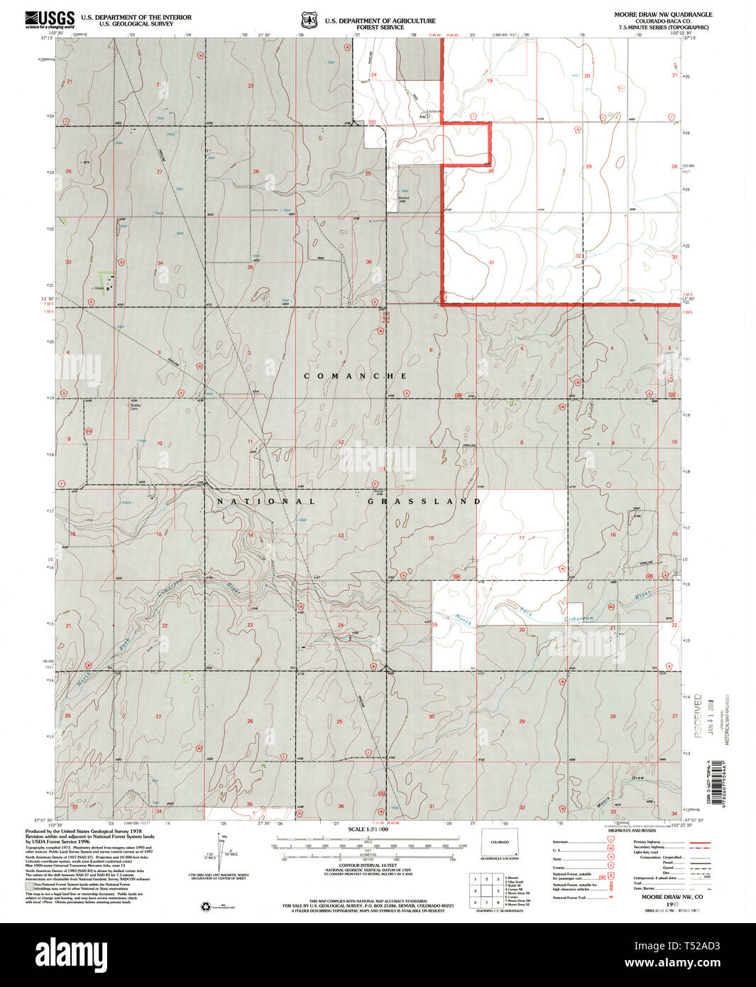 USGS TOPO Map Colorado CO Moore Draw NW 233814 1997 24000 Restoration ...