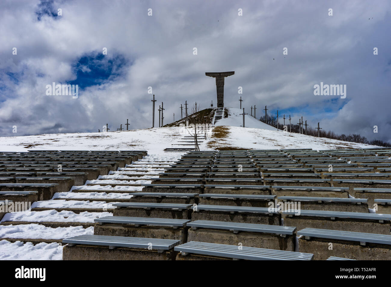 03 APRIL 2019, GEORGIA, TBILISI, Famous Didgori battle monument with ...