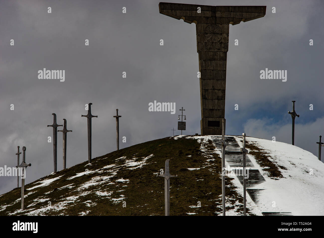 03 APRIL 2019, GEORGIA, TBILISI, Famous Didgori battle monument with ...
