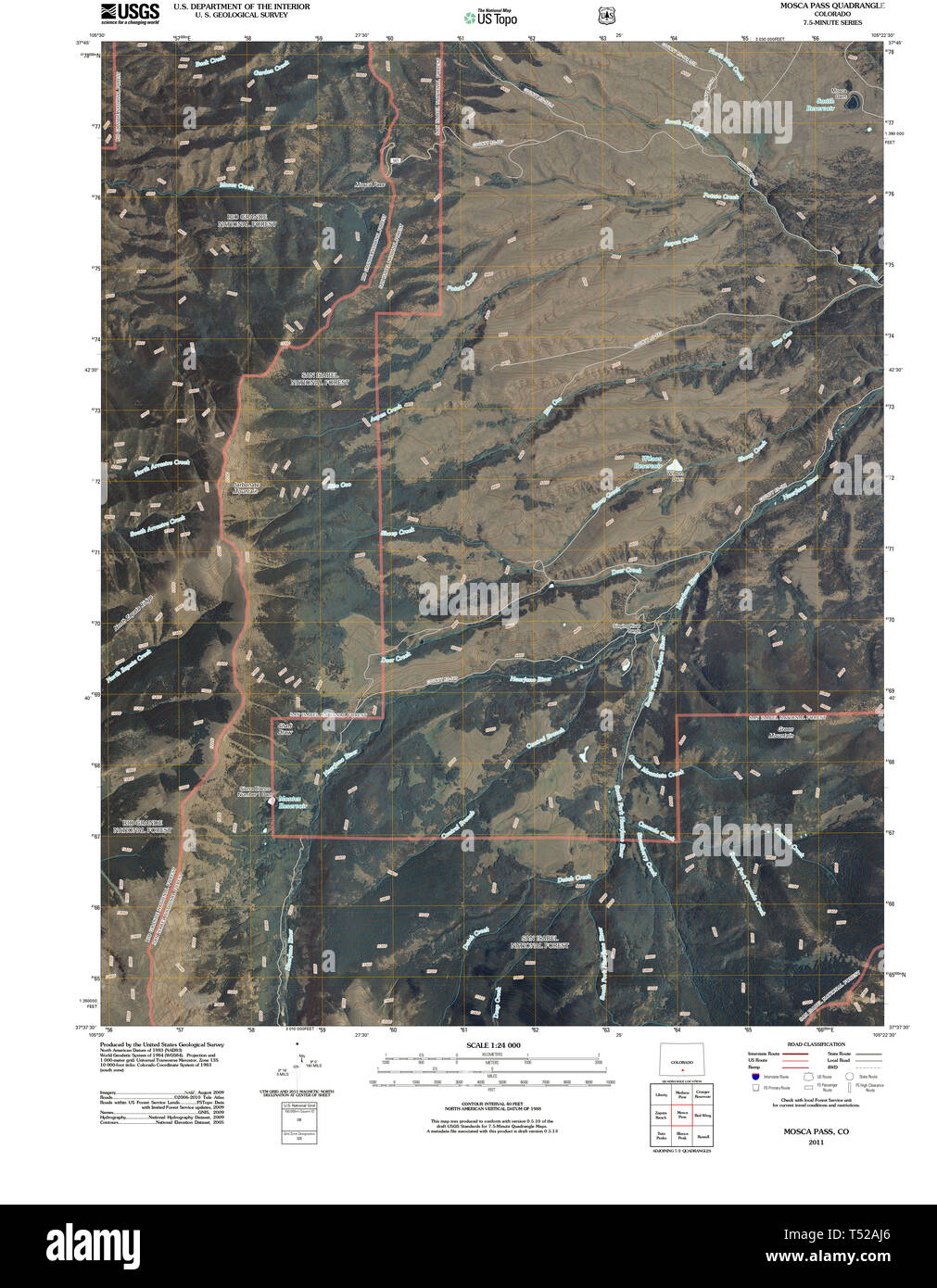 USGS TOPO Map Colorado CO Mosca Pass 20110311 TM Restoration Stock ...