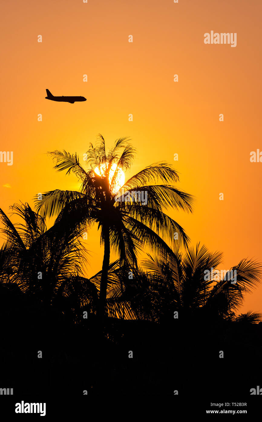 Airplane in sky sunset over ocean hi-res stock photography and images ...