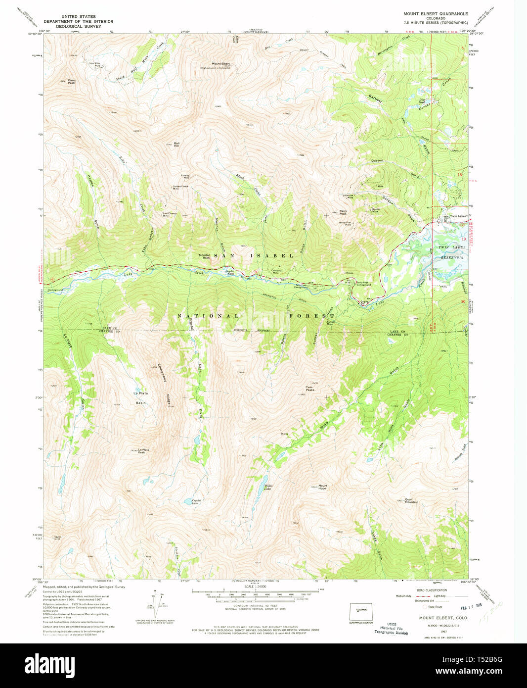 USGS TOPO Map Colorado CO Mount Elbert 233847 1967 24000 Restoration ...