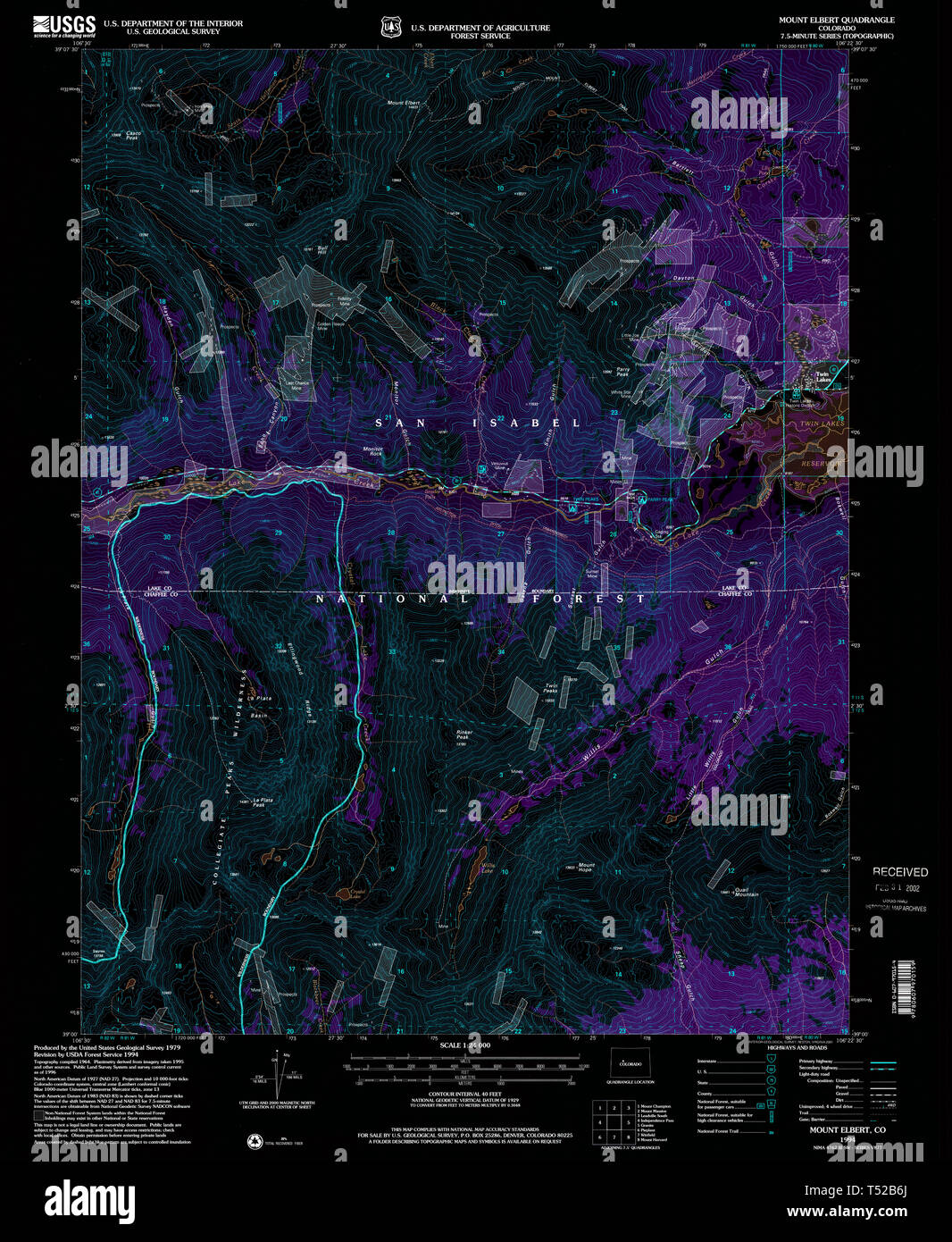 USGS TOPO Map Colorado CO Mount Elbert 233848 1994 24000 Inverted ...