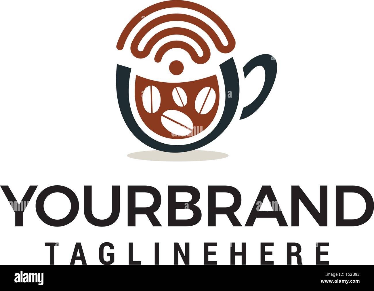 Cup of coffee with wi-fi icon logo design concept template vector Stock ...