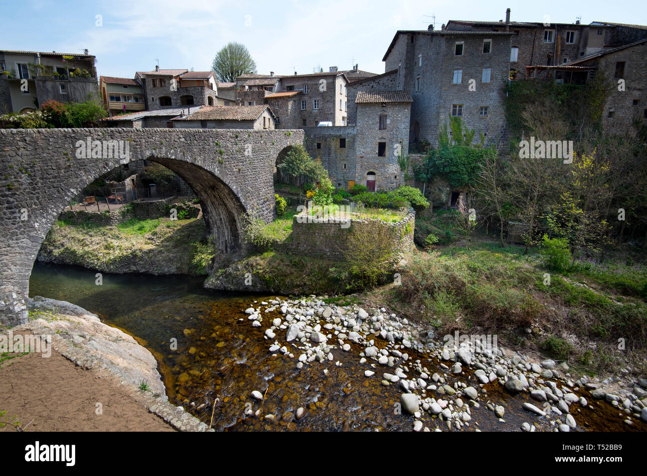 The beautiful village of Jaujac in the Monts d'Ardeche in France Stock ...