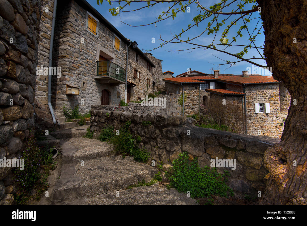 The beautiful village of Jaujac in the Monts d'Ardeche in France Stock ...
