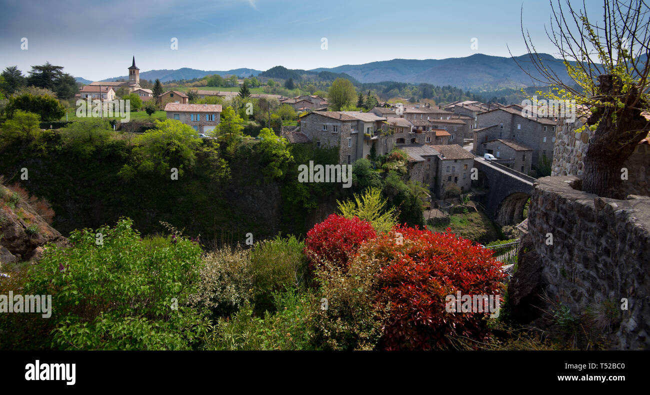 The beautiful village of Jaujac in the Monts d'Ardeche in France Stock ...