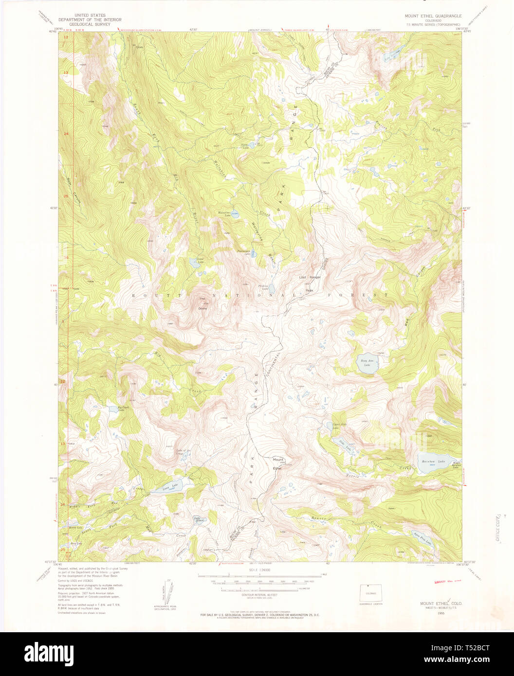 USGS TOPO Map Colorado CO Mount Ethel 401664 1955 24000 Restoration ...