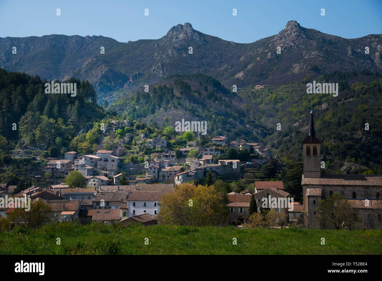 The beautiful village of Jaujac in the Monts d'Ardeche in France Stock ...